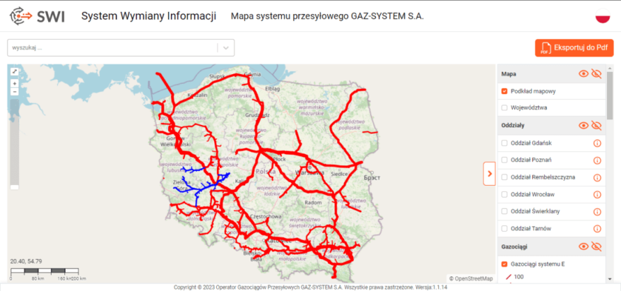 GAZ-SYSTEM: Nowa mapa systemu przesyłowego - NBI